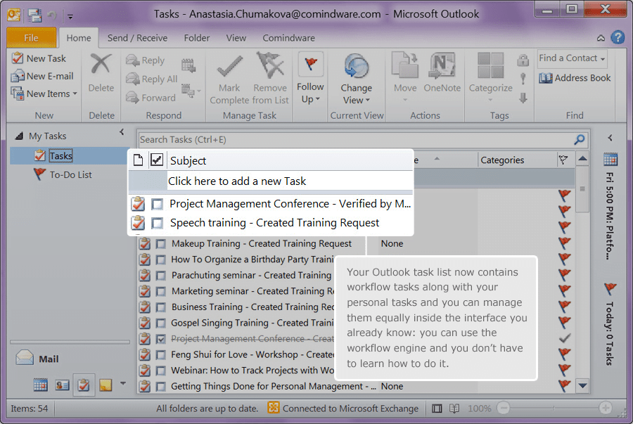 Turn your Microsoft Outlook into Effective Workflow System