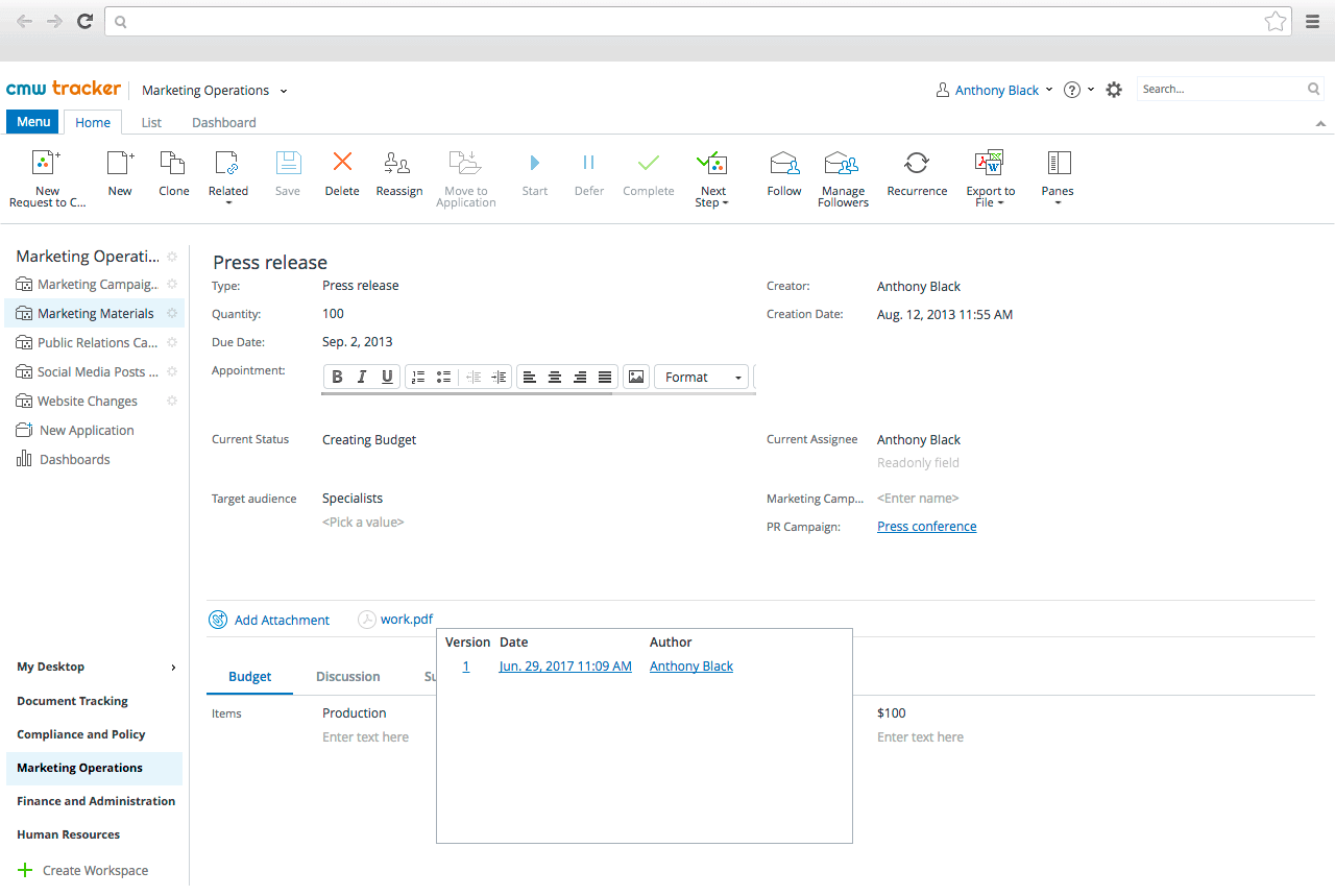 Document Tracking System - CMW Lab